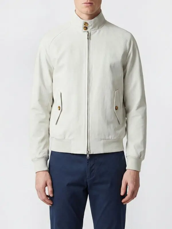 BARACUTA Cotton Blend Bomber Jacket - Ice