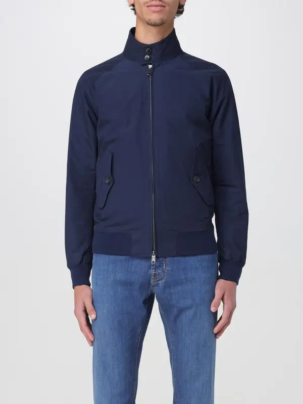 BARACUTA Cotton Blend Bomber Jacket - Navy
