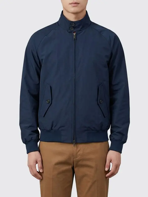 BARACUTA Cotton Blend Bomber Jacket - Navy