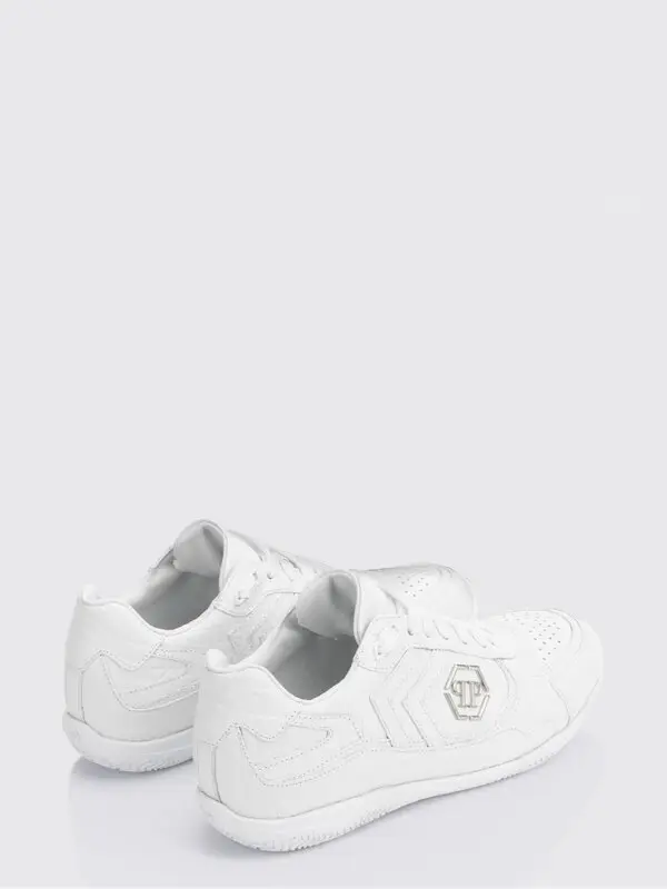 Philipp Plein Pit-$top Crocodile Print Leather Sneakers - White