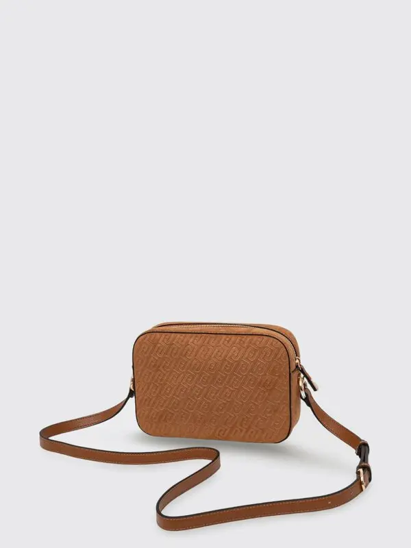 Liu Jo Manh M Camera Case Bag In Embossed Monogram Faux Suede - Camel