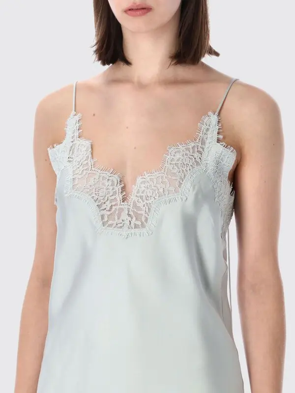 RÓHE Silk Slip Dress With Lace Inserts - Green