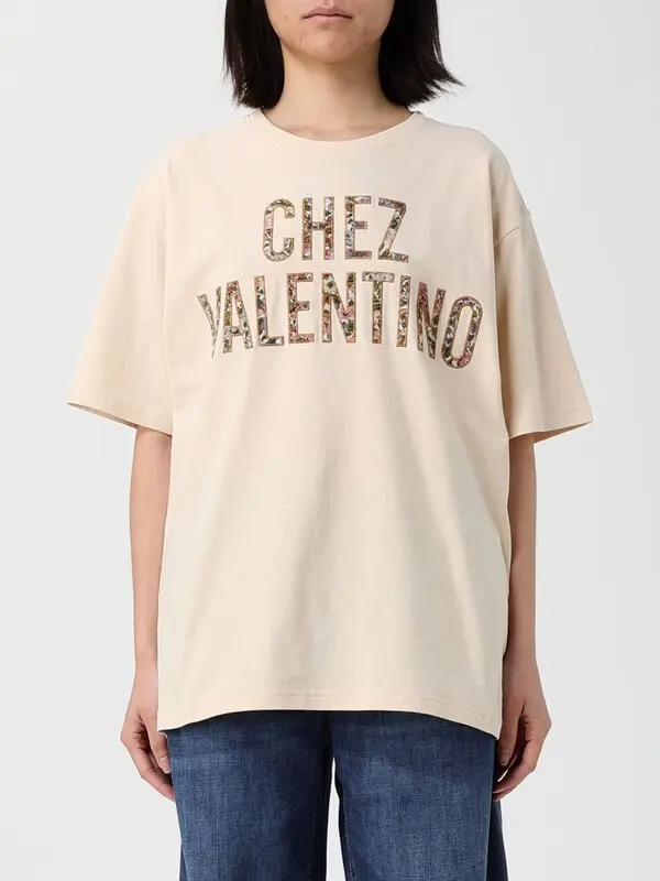 Valentino Garavani Cotton T-shirt Chez - Beige
