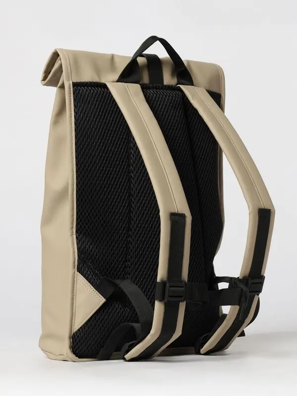 Rains Rolltop Rucksack In Waterproof Pu - Beige
