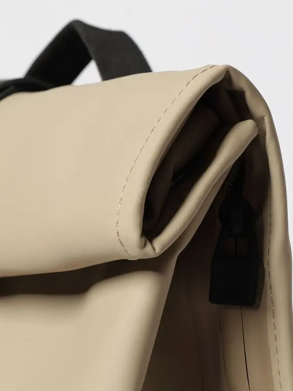 Rains Rolltop Rucksack In Waterproof Pu - Beige
