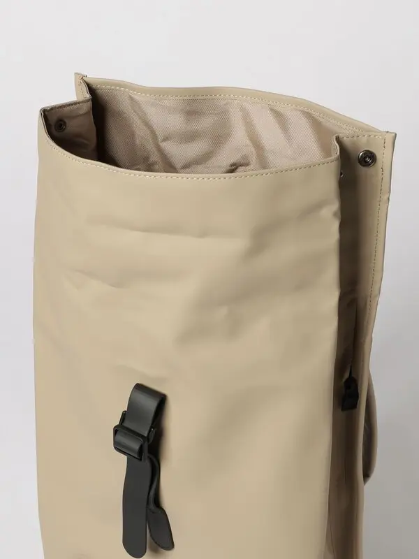 Rains Rolltop Rucksack In Waterproof Pu - Beige