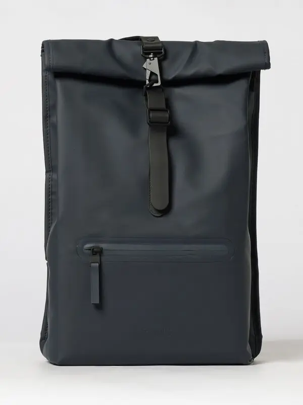 Rains Rolltop Rucksack In Waterproof Pu - Blue