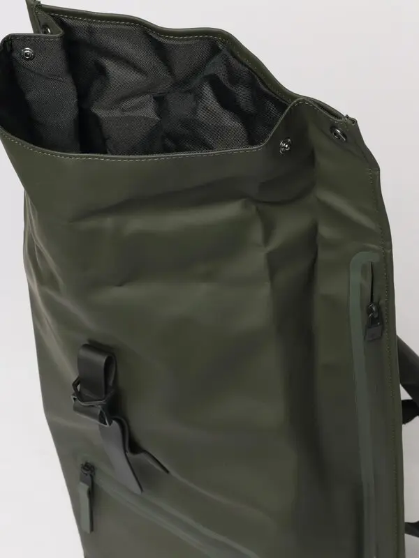 Rains Rolltop Rucksack In Waterproof Pu - Green