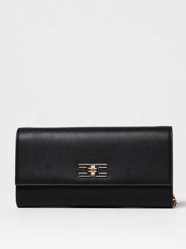 Elisabetta Franchi Clutch With Gold Tone Clasp - Black