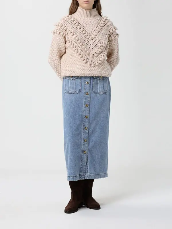 Zimmermann High Neck Pullover With Textured Knit And Pom Poms