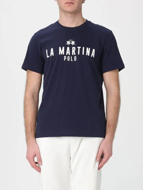 LA MARTINA Cotton T-shirt With Logo - Blue