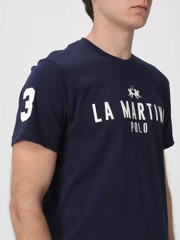 LA MARTINA Cotton T-shirt With Logo - Blue