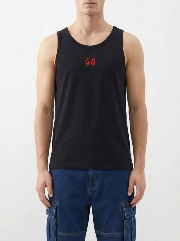 44 LABEL GROUP Stretch Cotton Tank Top - Black