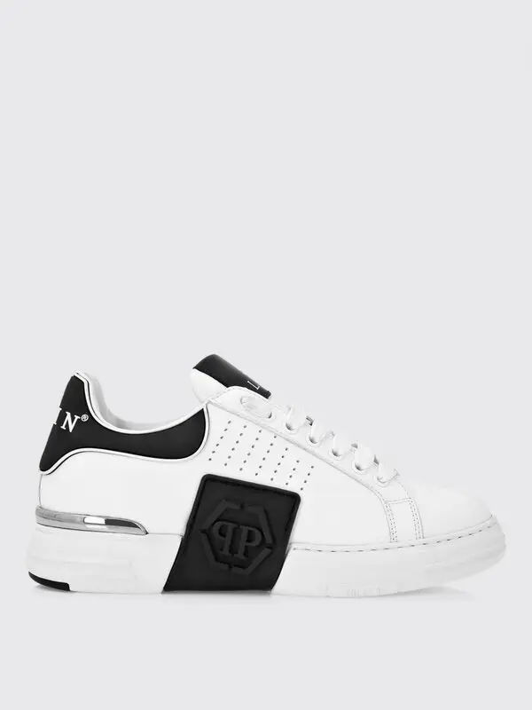 Philipp Plein Low Top Leather Lace Up Sneakers - White