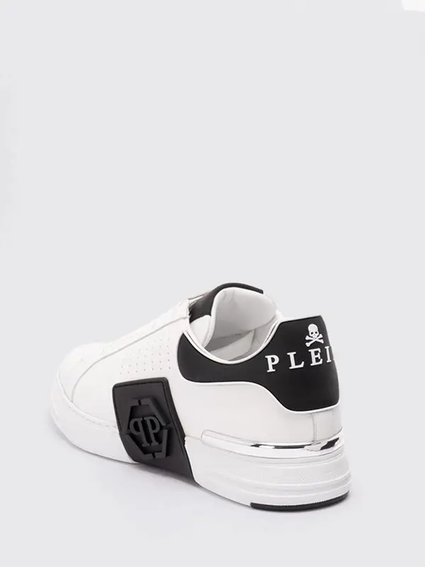 Philipp Plein Low Top Leather Lace Up Sneakers - White