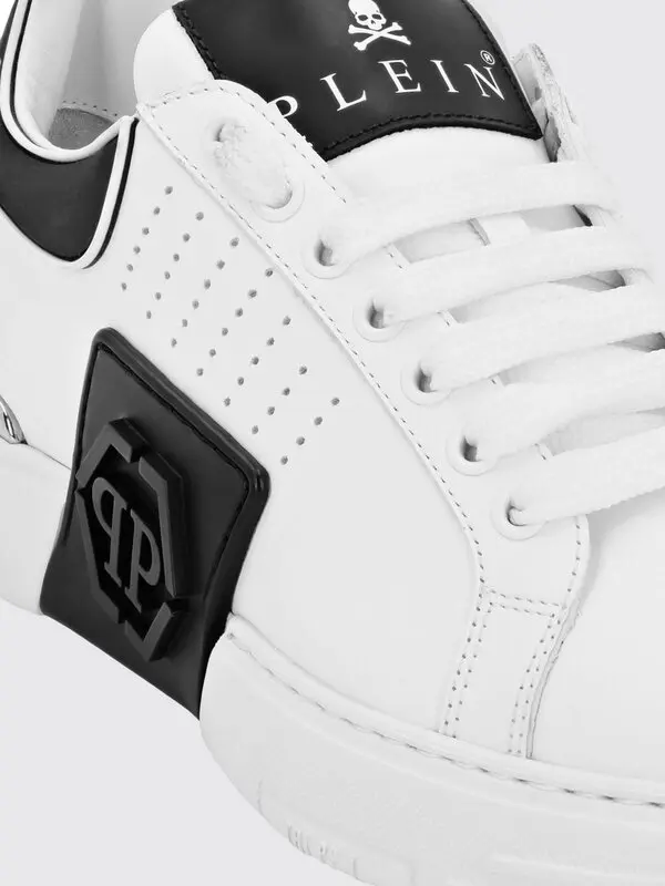 Philipp Plein Low Top Leather Lace Up Sneakers - White