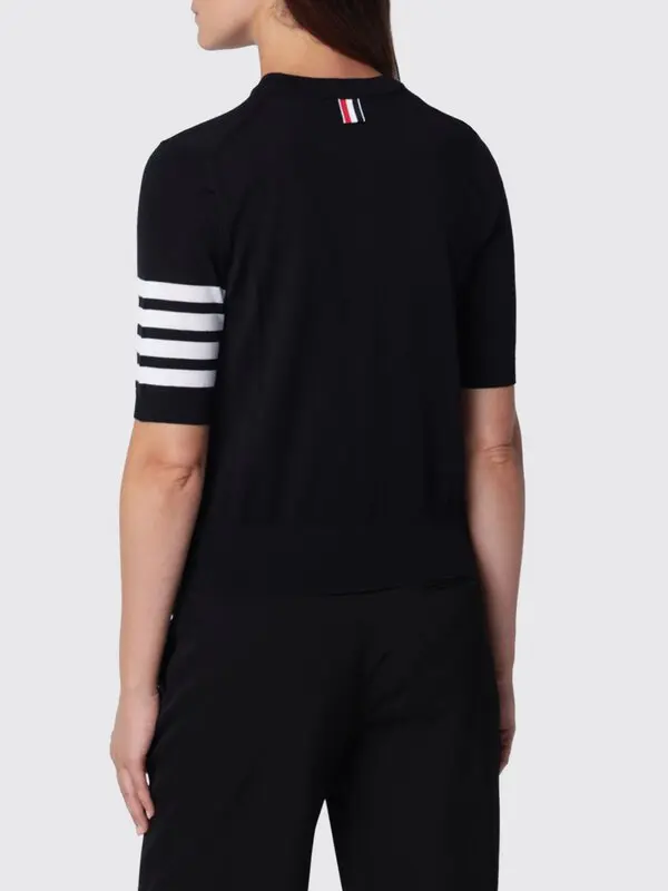 Thom Browne Virgin Wool 4-bar Stripe Short Sleeve Crew Neck Sweater - Blue