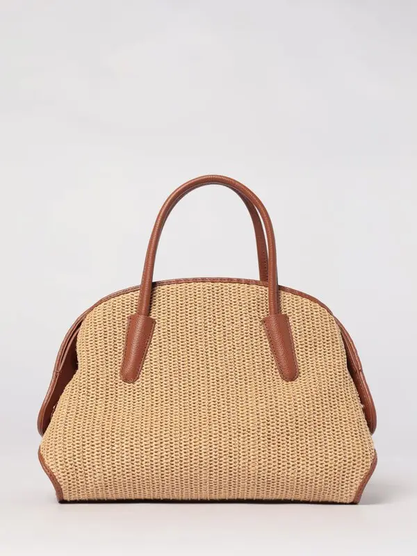 COCCINELLE Tylde Crochet Raffia And Hammered Leather Bag - Brown