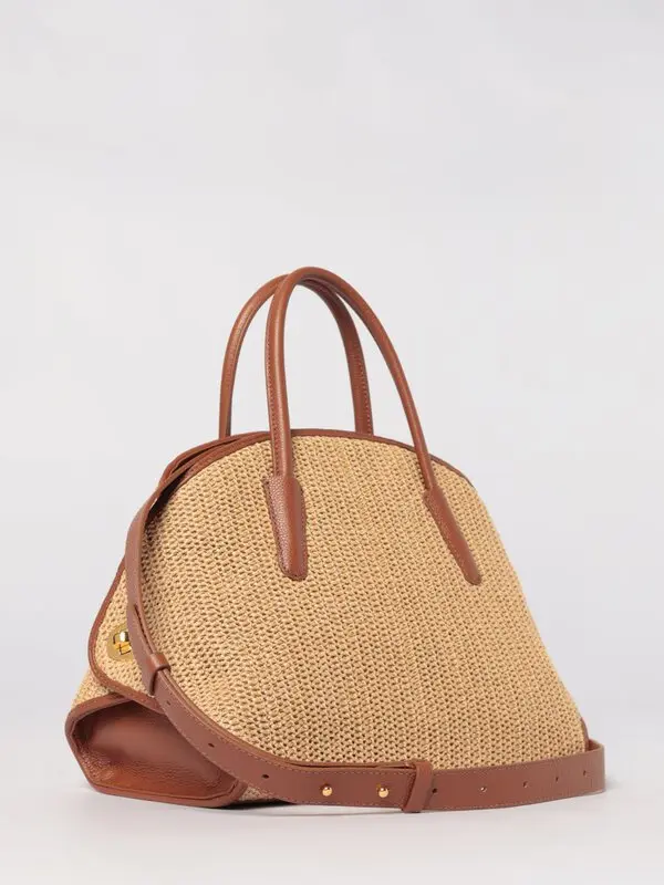 COCCINELLE Tylde Crochet Raffia And Hammered Leather Bag - Brown