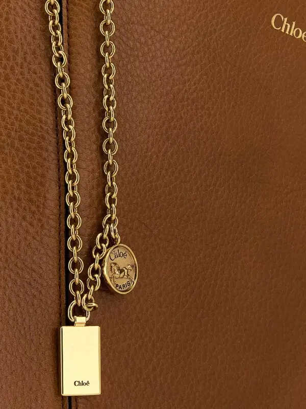 Chloé Textured Leather Shoulder Bag - Burnt