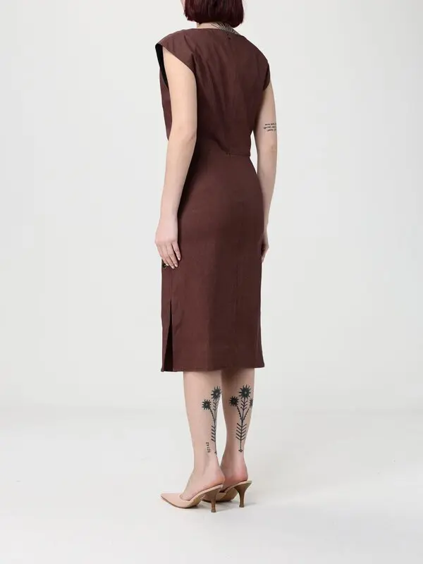 Pinko Alissa Midi Dress In Linen Blend - Beige