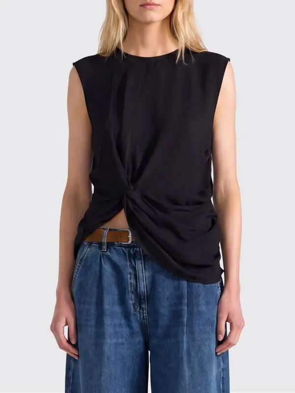 Liviana Conti Sleeveless Viscose Top With Knot Detailing - Black