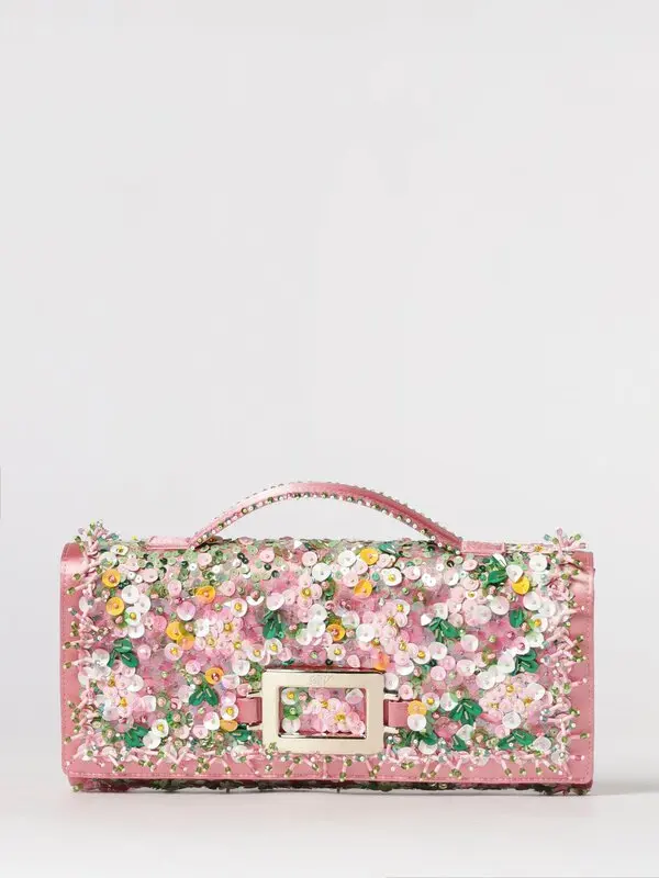 ROGER VIVIER Belle Vivier Embroidered Satin Clutch