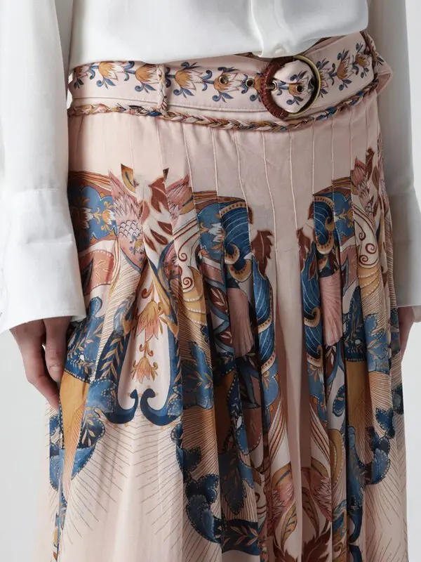Farm Rio Liberty Print Pleated Midi Skirt