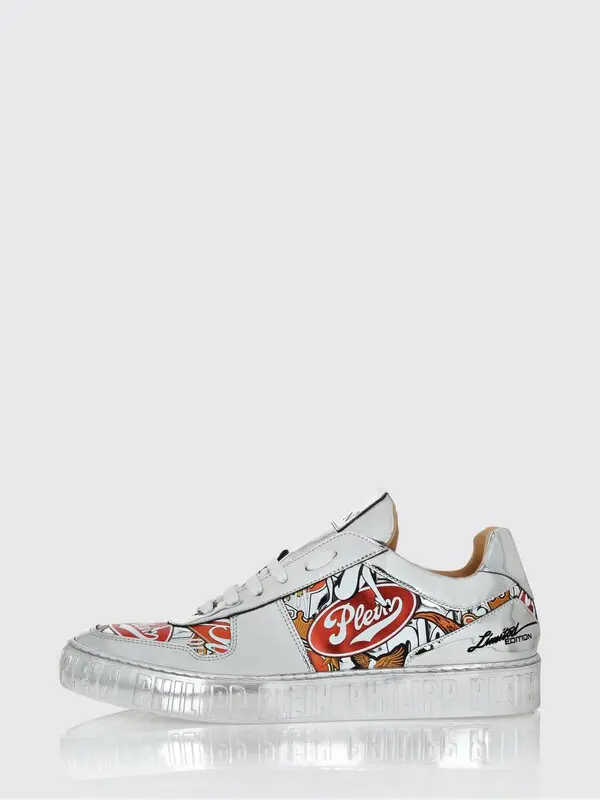 Philipp Plein Graphic Print Laminated Patent Leather Lace-up Low-top Sneakers