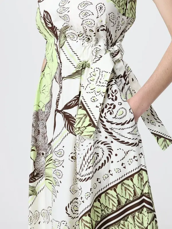 Tory Burch Printed Cotton One Shoulder Dress