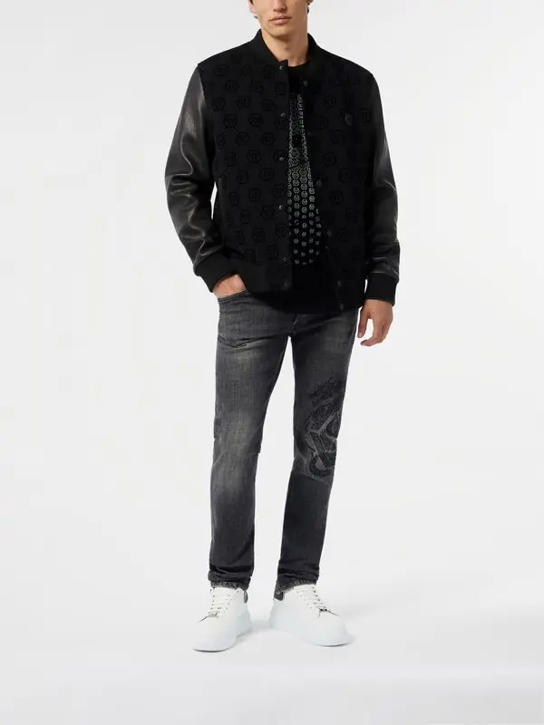 Philipp Plein Varsity Monogram Bomber Jacket
