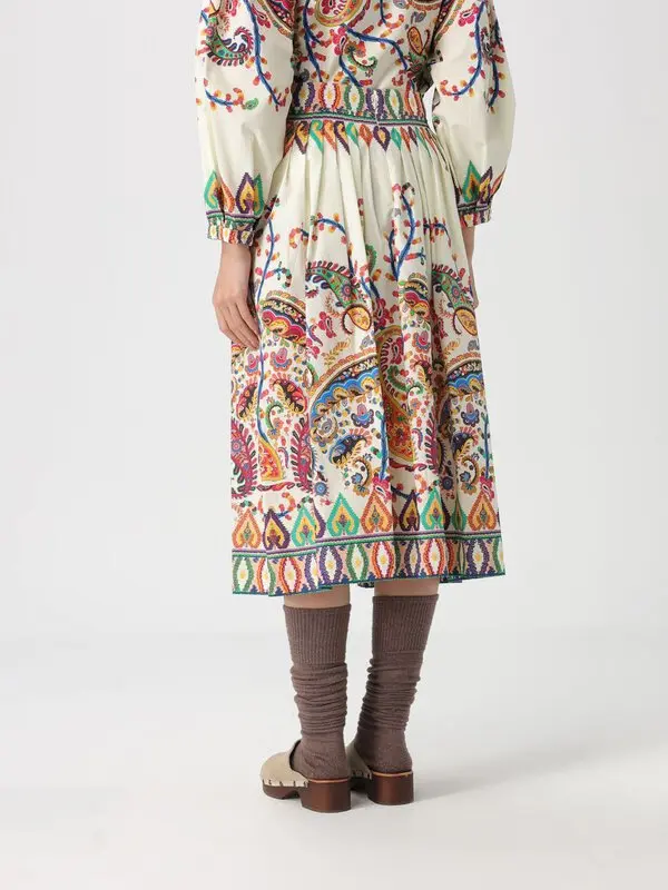 Etro Cotton Midi Skirt With Paisley Print - White