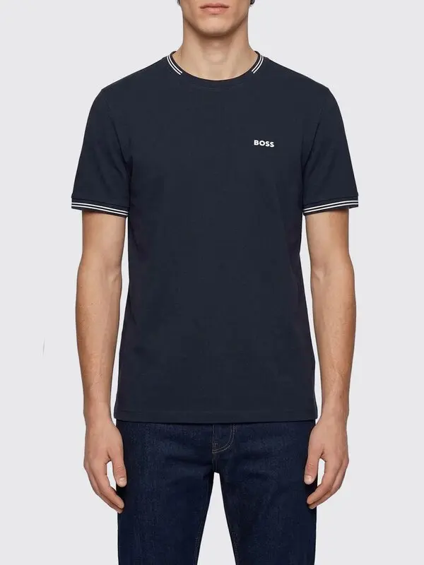 BOSS Cotton T-shirt With Logo - Blue