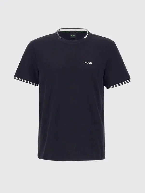 BOSS Cotton T-shirt With Logo - Blue
