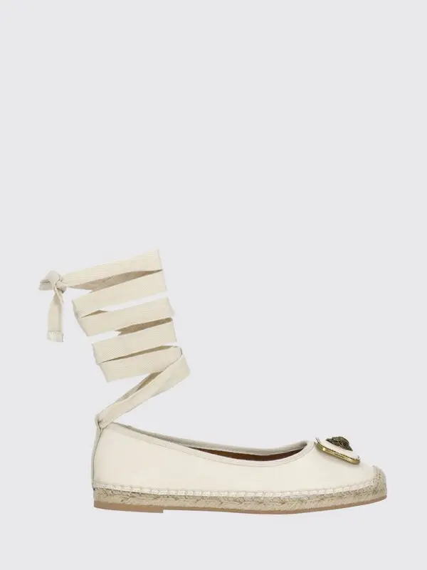 Kurt Geiger Pimlico Leather Espadrilles With Ankle Ties - Ivory