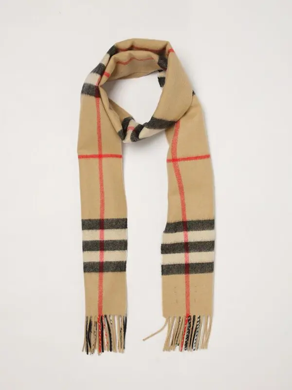 Burberry Vintage Check Scarf In Pure Cashmere With Fringed Edges