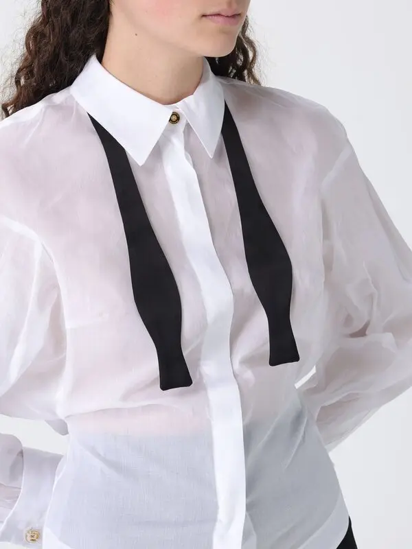 Elisabetta Franchi Cotton Shirt With Bow Detail - Black