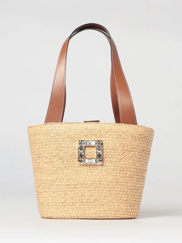 ROGER VIVIER Raffia Shoulder Bag With Jewel Buckle
