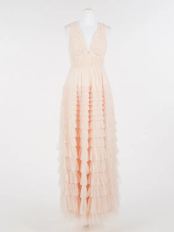 TWINSET Tiered Tulle Long Evening Dress