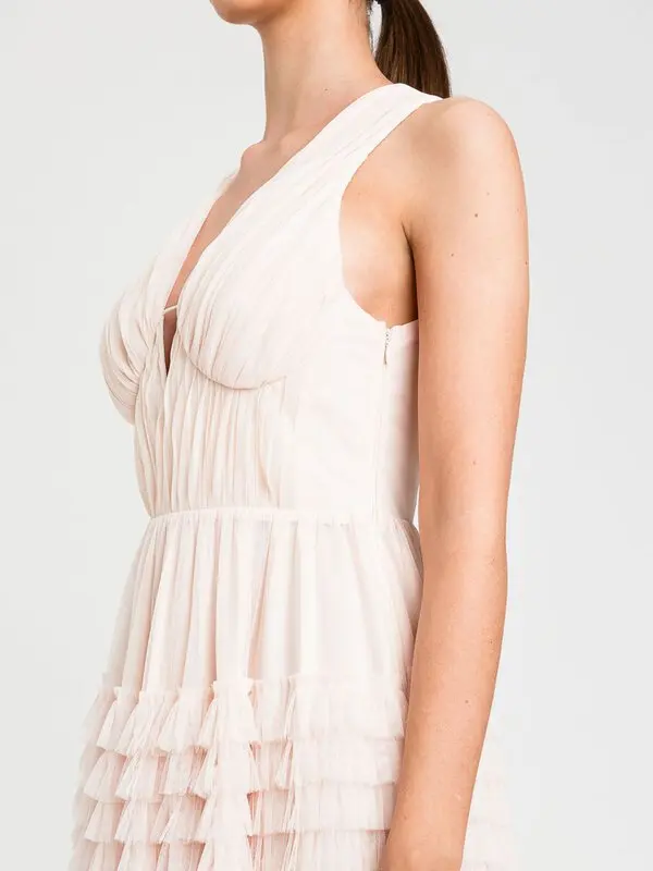 TWINSET Tiered Tulle Long Evening Dress