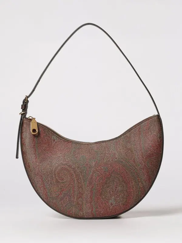 Etro Essential Paisley Print Coated Cotton Shoulder Bag - Brown