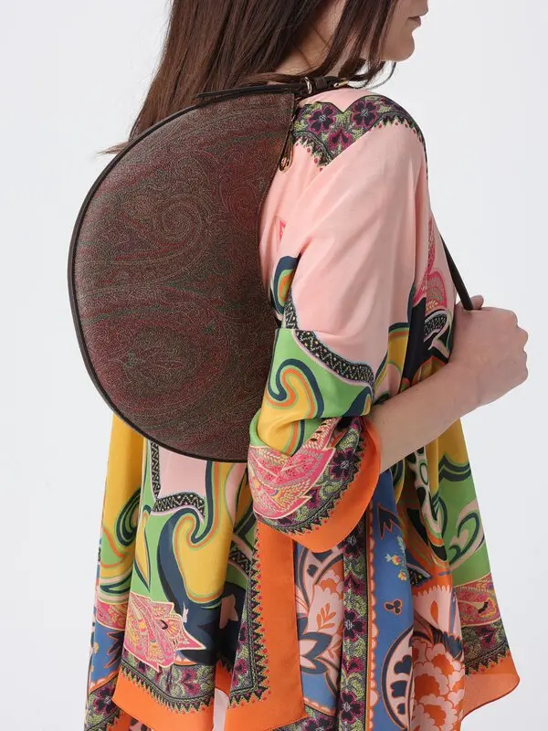 Etro Essential Paisley Print Coated Cotton Shoulder Bag - Brown