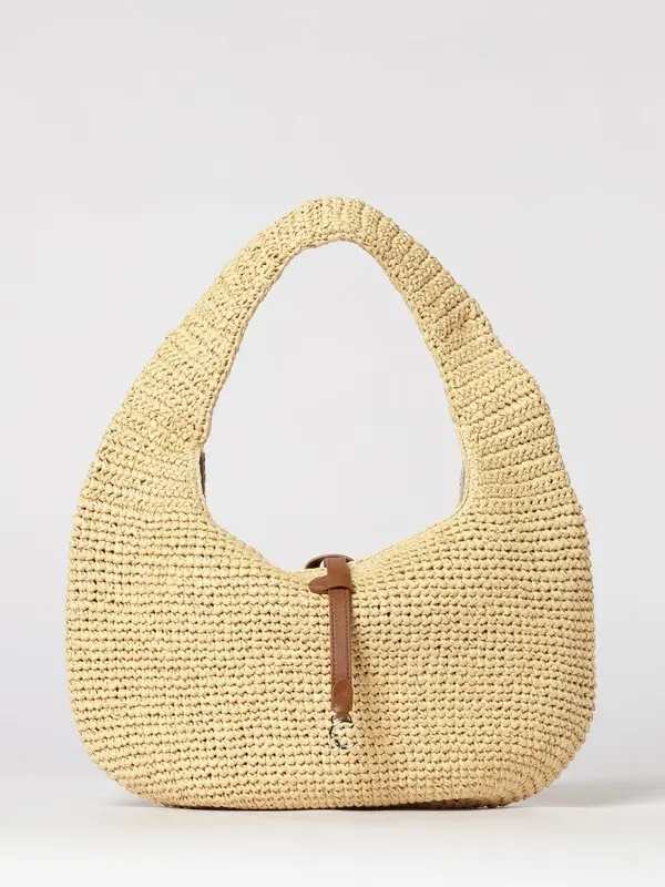 COCCINELLE Crochet Raffia Shoulder Bag - Brown