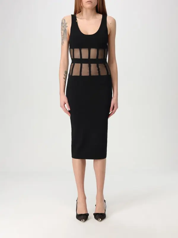 Elisabetta Franchi Sheer Paneled Midi Dress