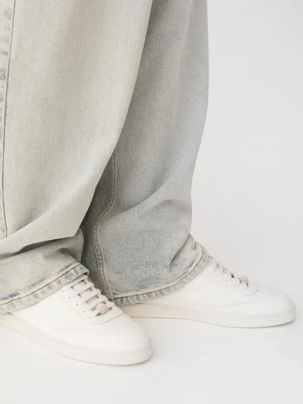 Fabiana Filippi Natural Grain Leather Lace-up Sneakers
