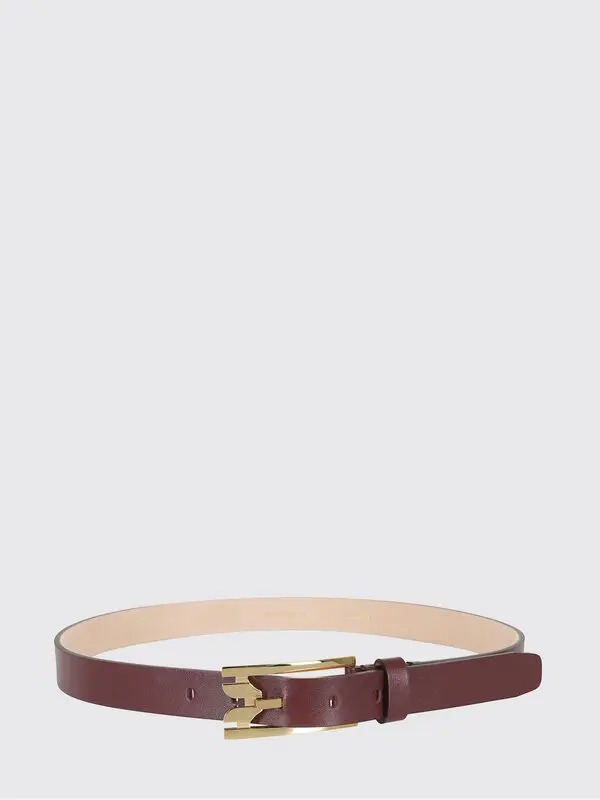 Victoria Beckham Smooth Calfskin Leather Belt With Monogram Buckle - Red