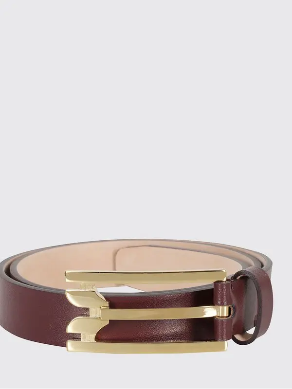 Victoria Beckham Smooth Calfskin Leather Belt With Monogram Buckle - Red