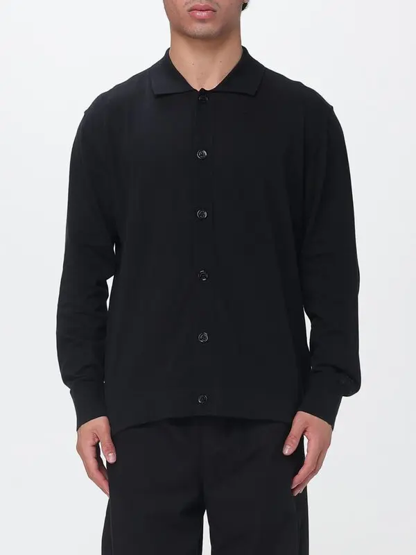 PAOLO PECORA Cotton Polo Cardigan - Black