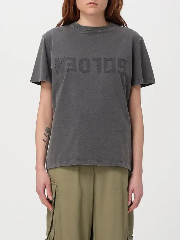 GOLDEN GOOSE Cotton T-shirt With Rhinestone Logo