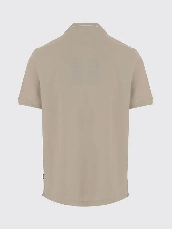 BOSS Cotton Polo Shirt With Striped Collar - Beige